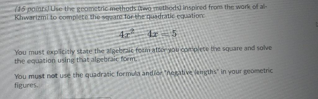 Solved (15 points) Use the geometric methods (two methods) | Chegg.com