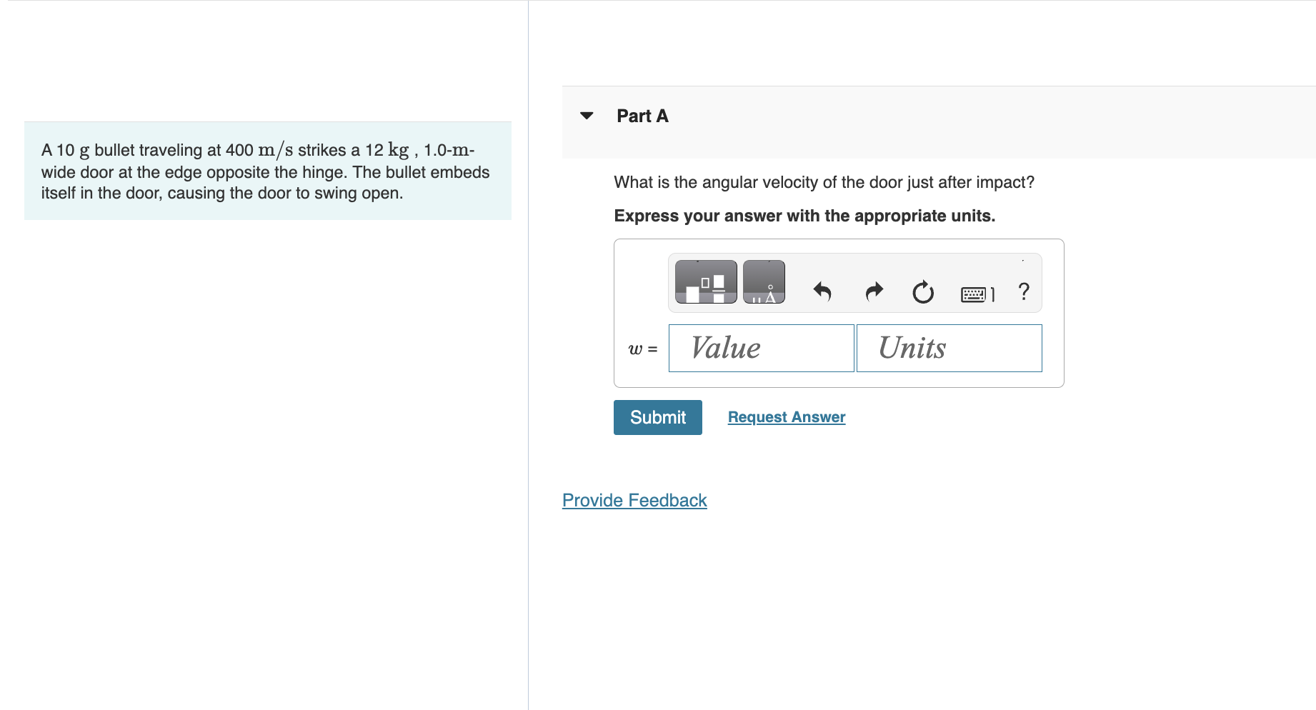 Solved A 10 g bullet traveling at 400 m/s strikes a 12 | Chegg.com