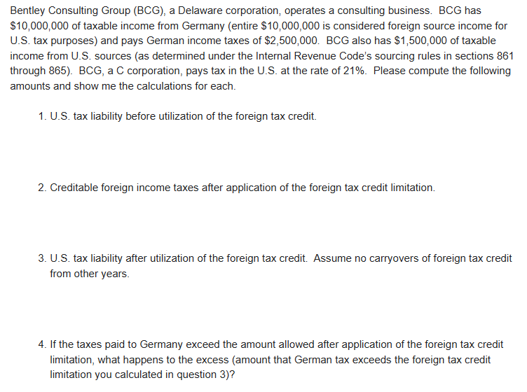 Solved Bentley Consulting Group (BCG), ﻿a Delaware | Chegg.com