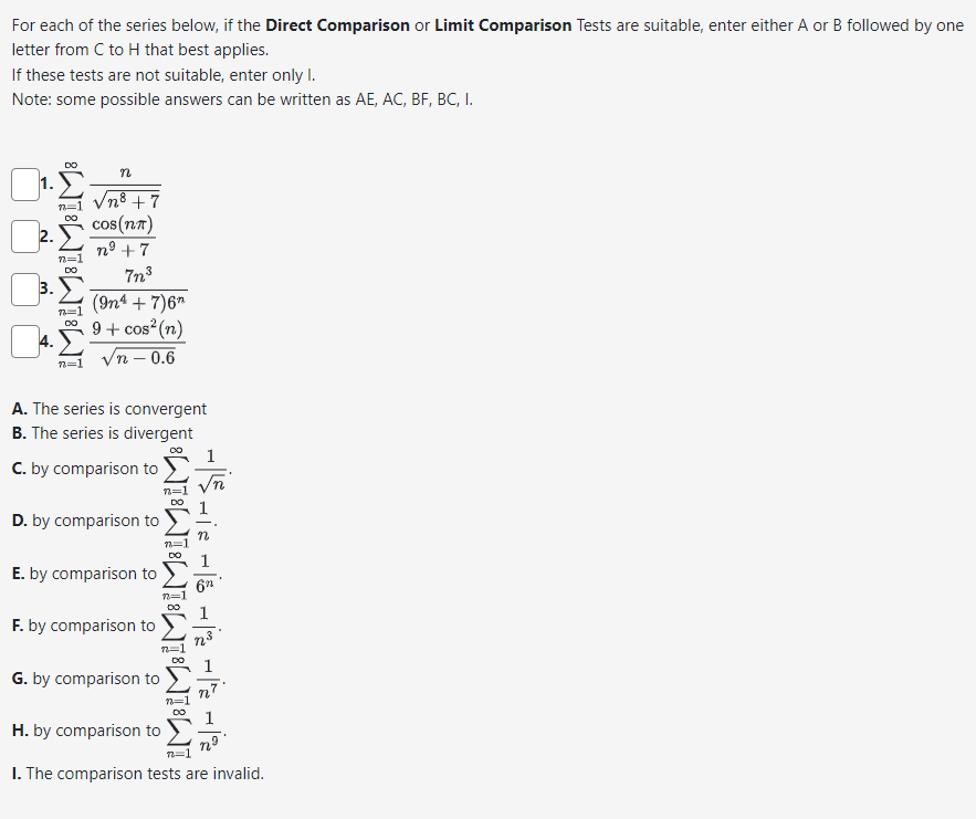 Solved For each of the series below, if the Direct | Chegg.com