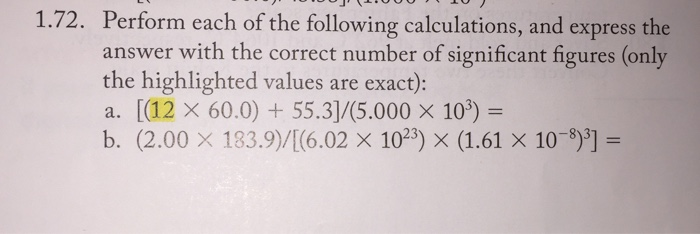 Solved 1.72. Perform each of the following calculations, and | Chegg.com