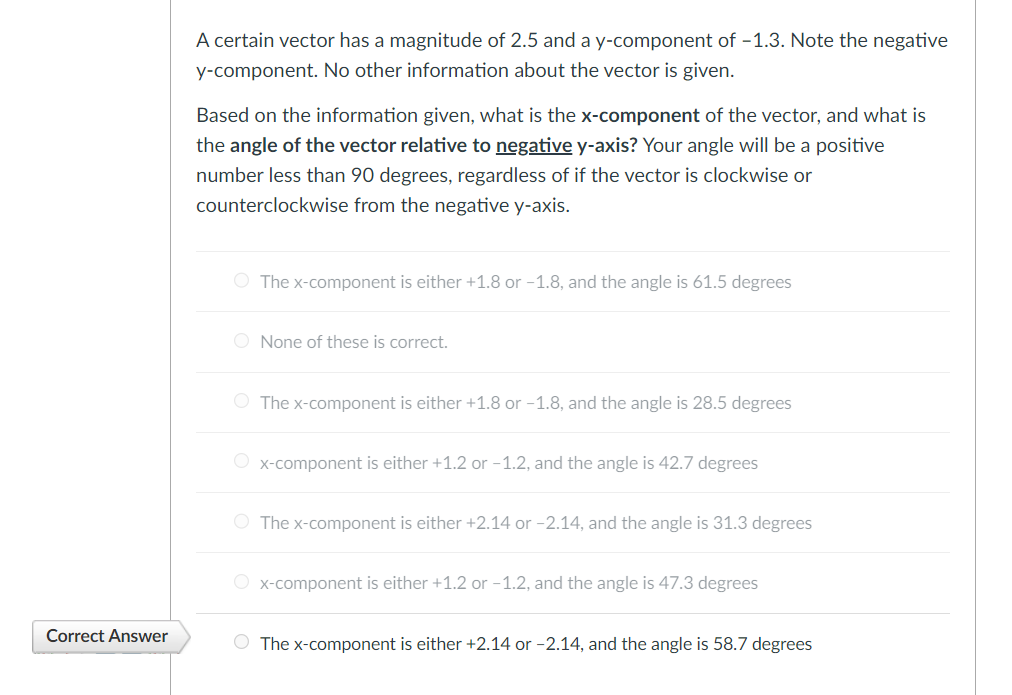Solved certain vector has a magnitude of 2.5 and a | Chegg.com