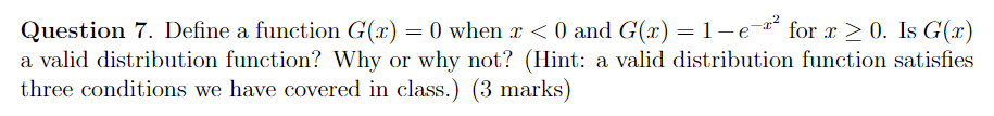 Solved Question 7. Define a function G(x) = 0 when x