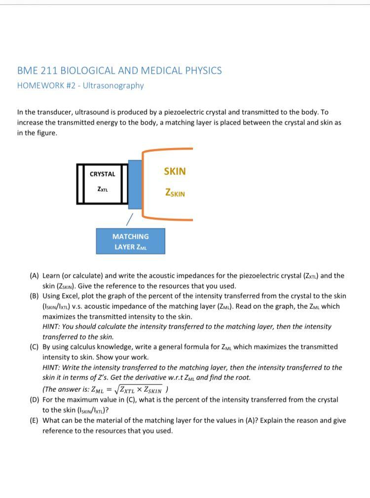 BME 211 BIOLOGICAL AND MEDICAL PHYSICS HOMEWORK #2 - | Chegg.com