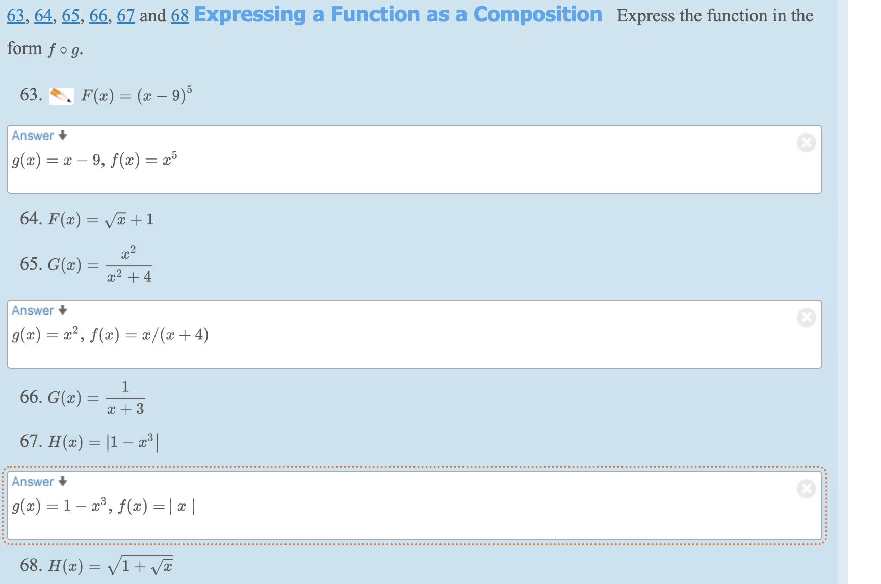 Solved 63,64,65,66,67 and 68 Expressing a Function as a | Chegg.com