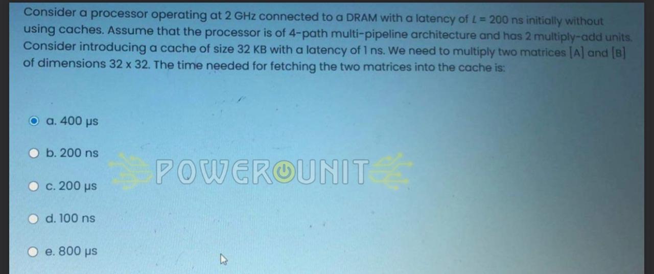 Solved Consider a processor operating at 2 GHz connected to | Chegg.com