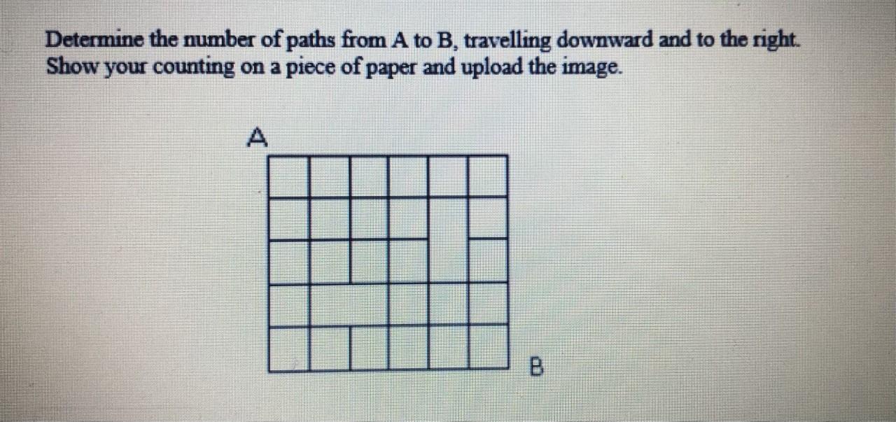 Solved Determine the number of paths from A to B, travelling | Chegg.com