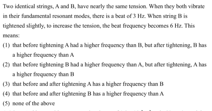 Solved Two identical strings, A and B, have nearly the same | Chegg.com