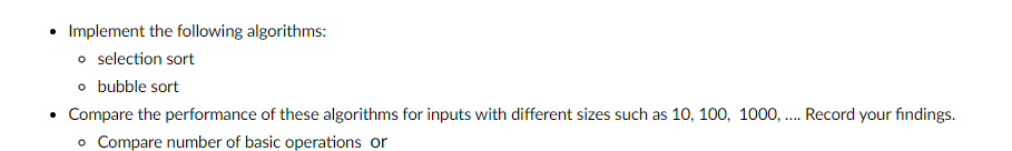 Solved Implement The Following Algorithms Selection