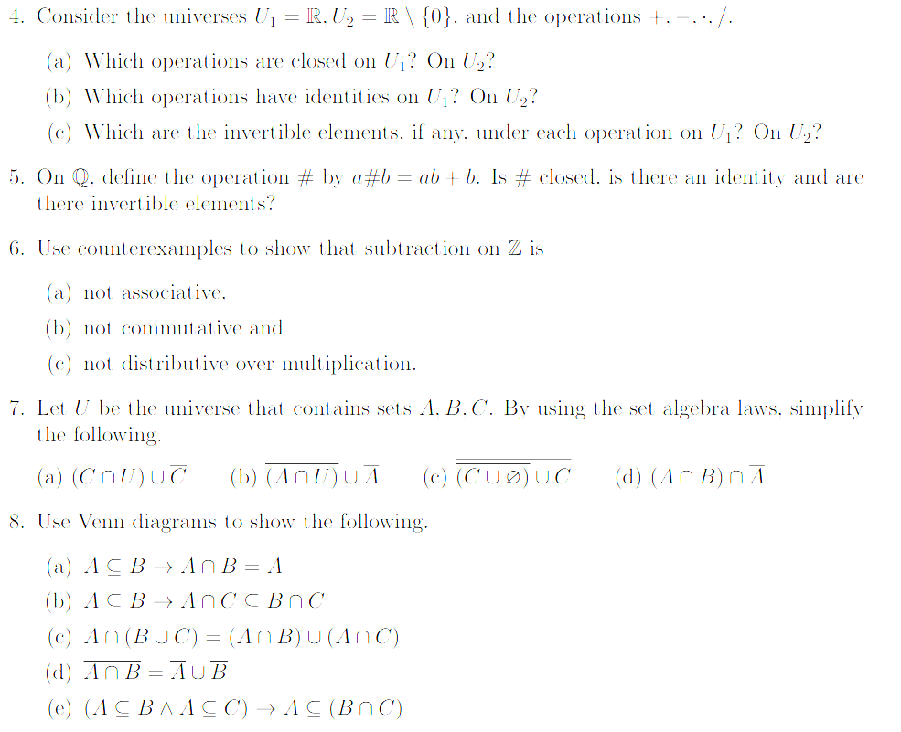 Solved Consider the miverses U1=R.U2=R??{0}. ﻿and the | Chegg.com