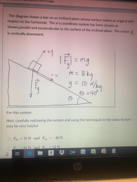 Solved The diagram shows a box on an inclined plane whose | Chegg.com