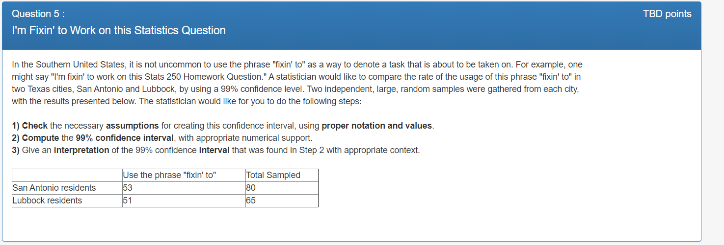 Solved TBD points Question 5: I'm Fixin' to Work on this | Chegg.com