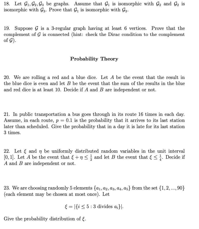 Solved 18. Let G1,G2,G3 be graphs. Assume that G1 is | Chegg.com