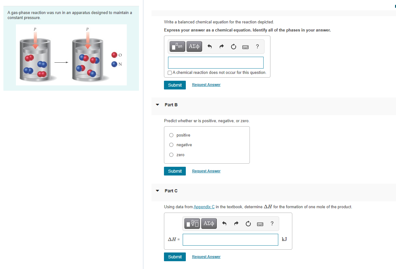 Solved A gas-phase reaction was run in an apparatus designed | Chegg.com