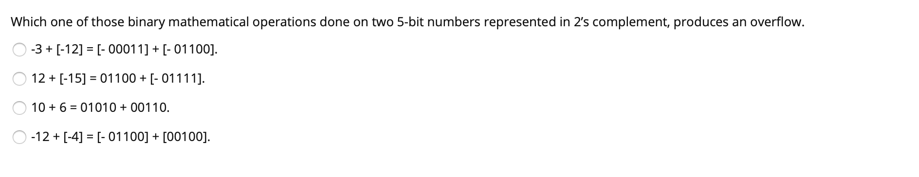 Solved Which one of those binary mathematical operations | Chegg.com