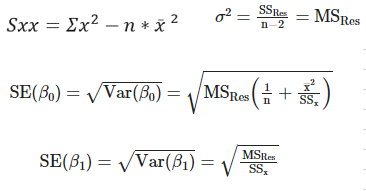 Solved Sxx=Σx2−n∗xˉ2σ2=n−2SSRes =MSRes SE(β0)=Var(β0)=MSRes | Chegg.com