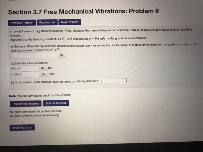 Solved webwork/ vaz mat 275 online a fall 2018/section 3.7 | Chegg.com