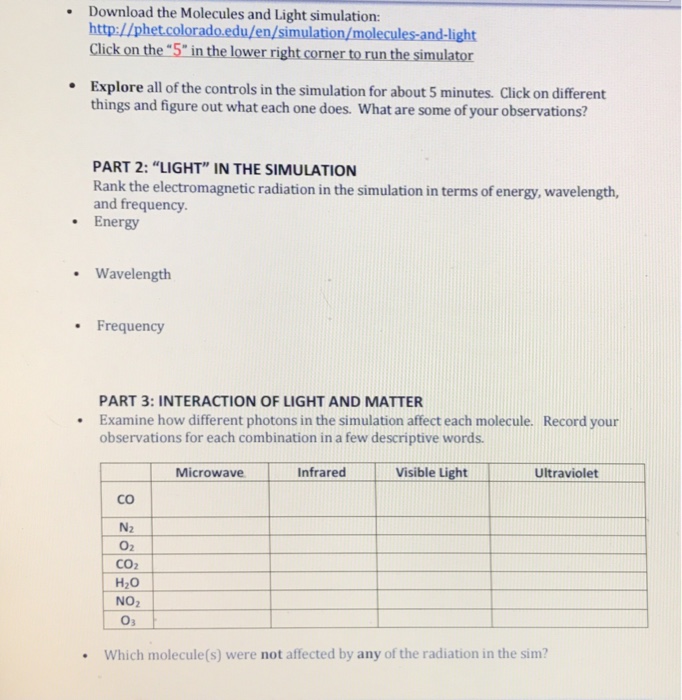 Solved "LIGHT" IN THE SIMULATION Rank the electromagnetic | Chegg.com