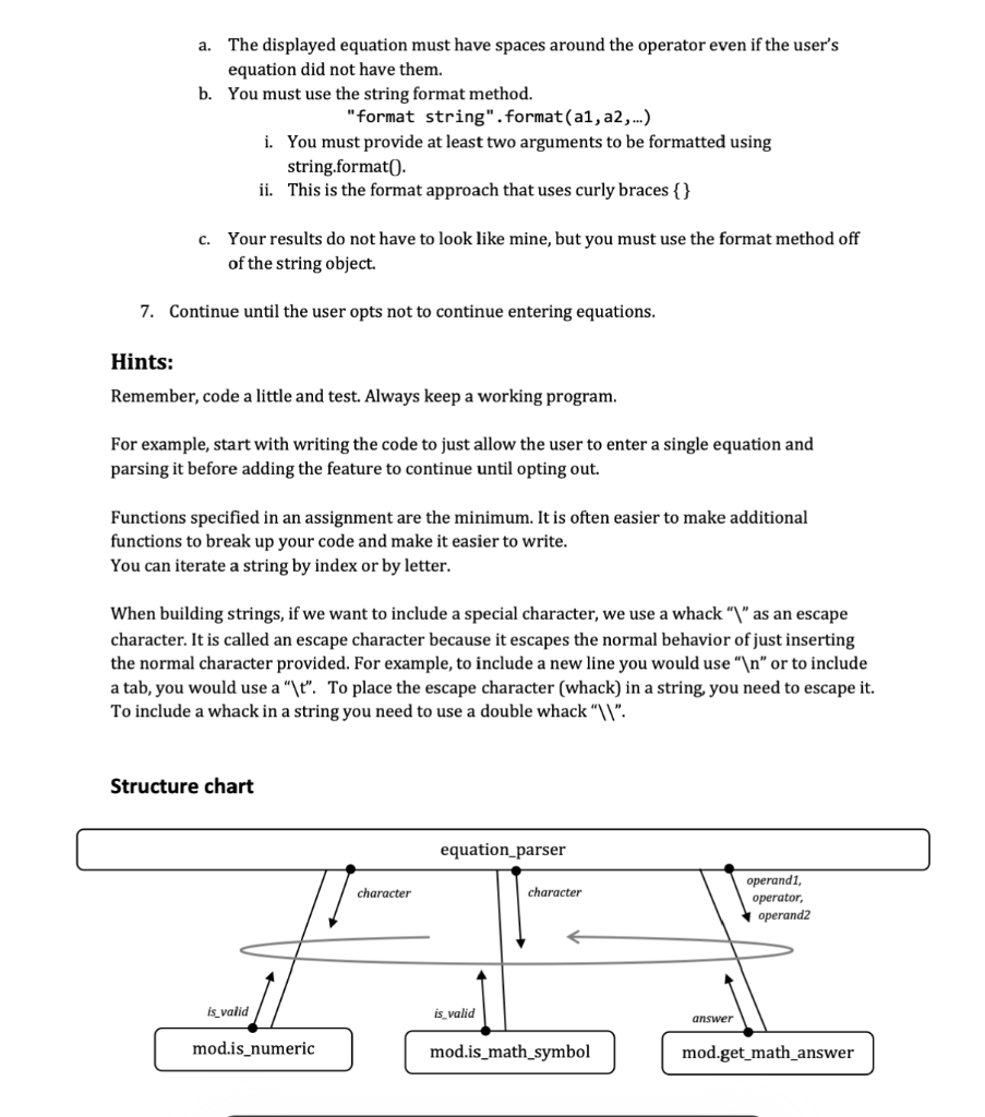 Solved Assignment Week 9: Equation Parser Application In | Chegg.com
