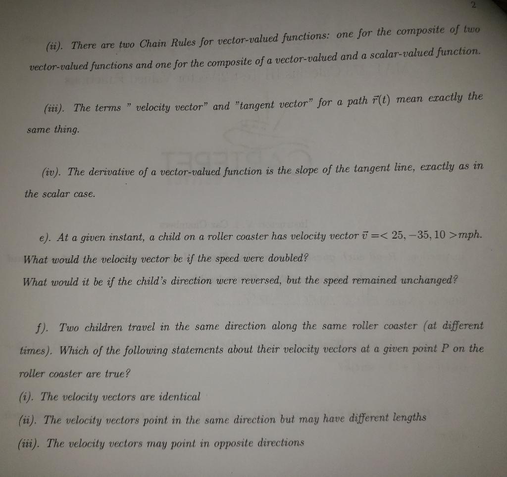 Solved 2 (ii). There are two Chain Rules for vector-valued | Chegg.com