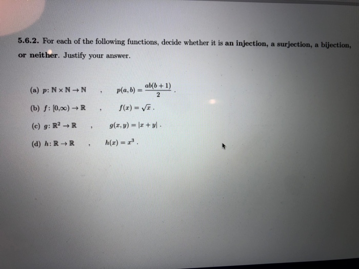 Solved 5 6 2 For Each Of The Following Functions Decide