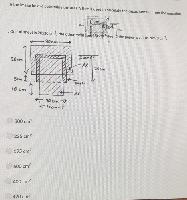 Solved In the image below, determine the area A that is used | Chegg.com