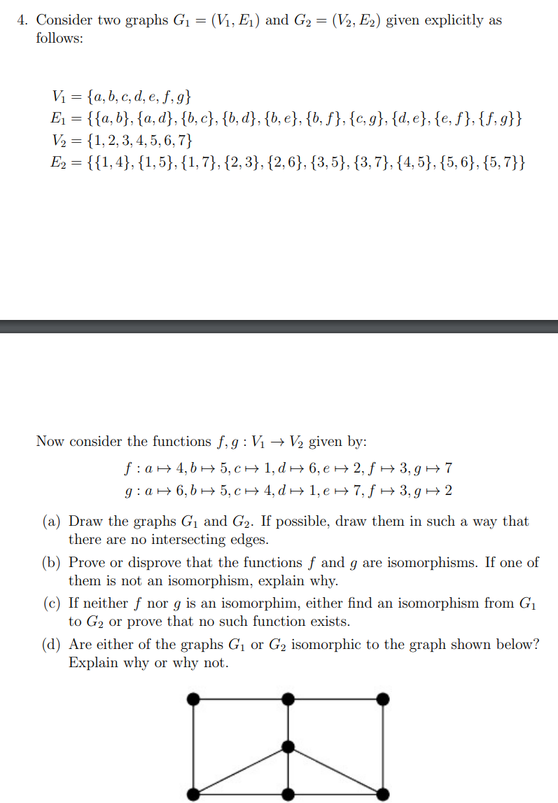 Solved Consider two graphs G1=(V1,E1) ﻿and G2=(V2,E2) ﻿given | Chegg.com