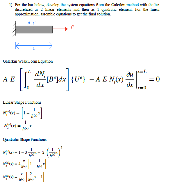 Solved 1) For the bar below, develop the system equations | Chegg.com