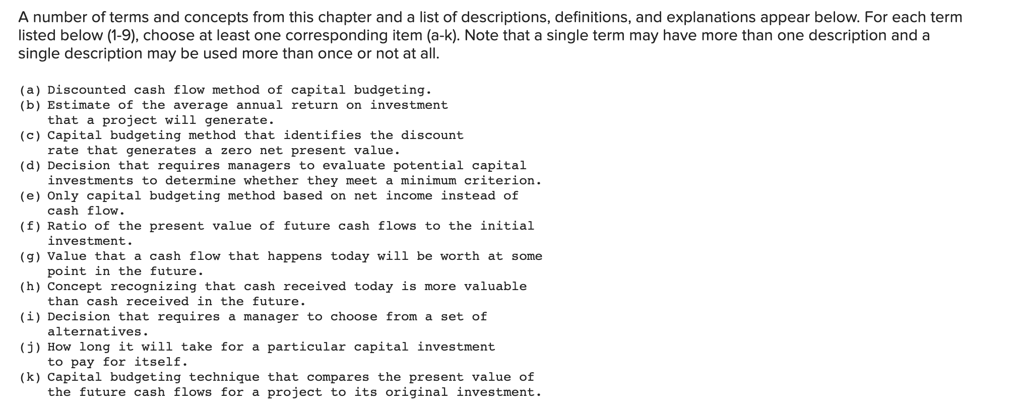 Solved A number of terms and concepts from this chapter and | Chegg.com