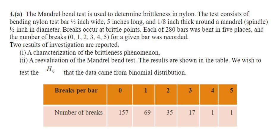 Solved 4.(a) The Mandrel bend test is used to determine | Chegg.com