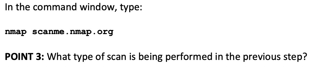 Solved In the command window, type: nmap scanme.nmap.org | Chegg.com