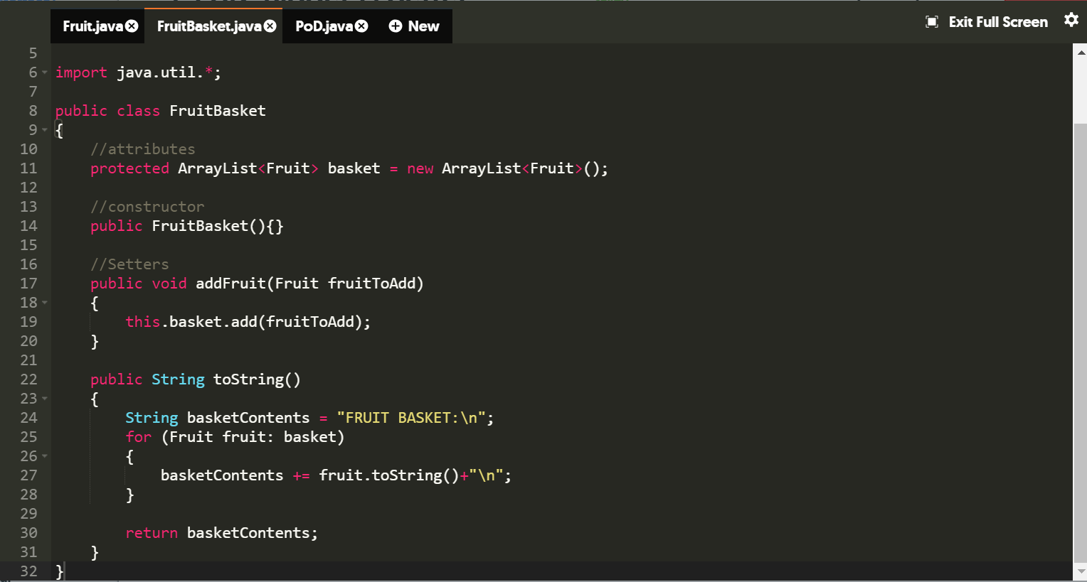 Solved Today you will be given a Fruit class as well as a | Chegg.com