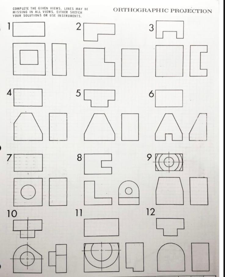 Solved COMPLETE THE GIVEN VIEWS, LINES MAY BE ON ALL VIEW. | Chegg.com