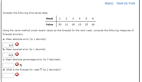 Solved Hint(s) Check My Work Consider the following time | Chegg.com