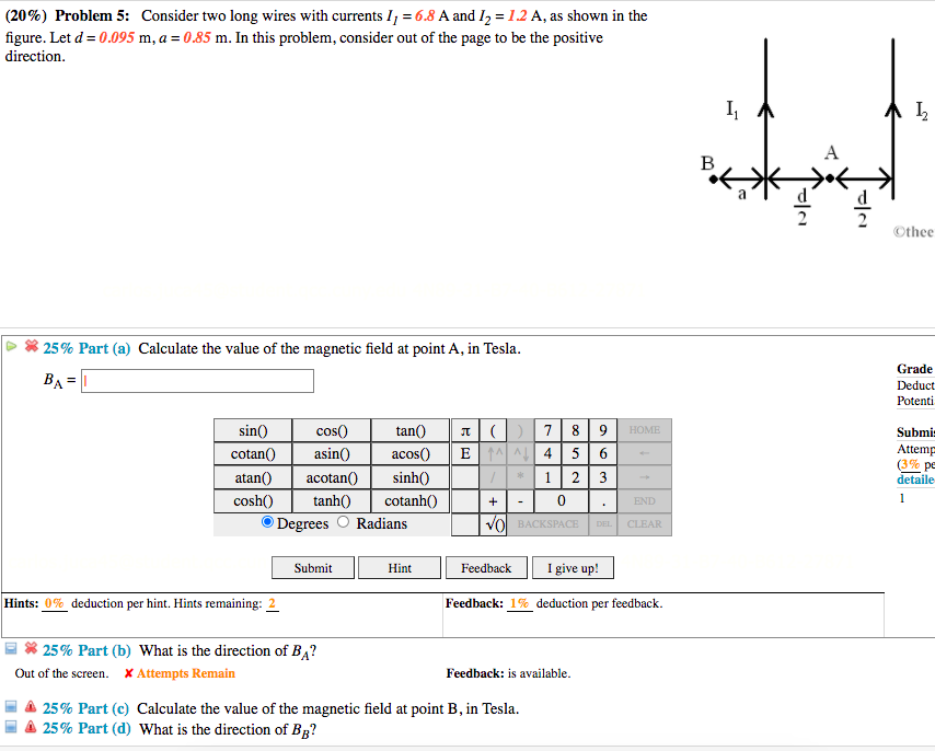 Solved (20%) Problem 5: Consider two long wires with | Chegg.com