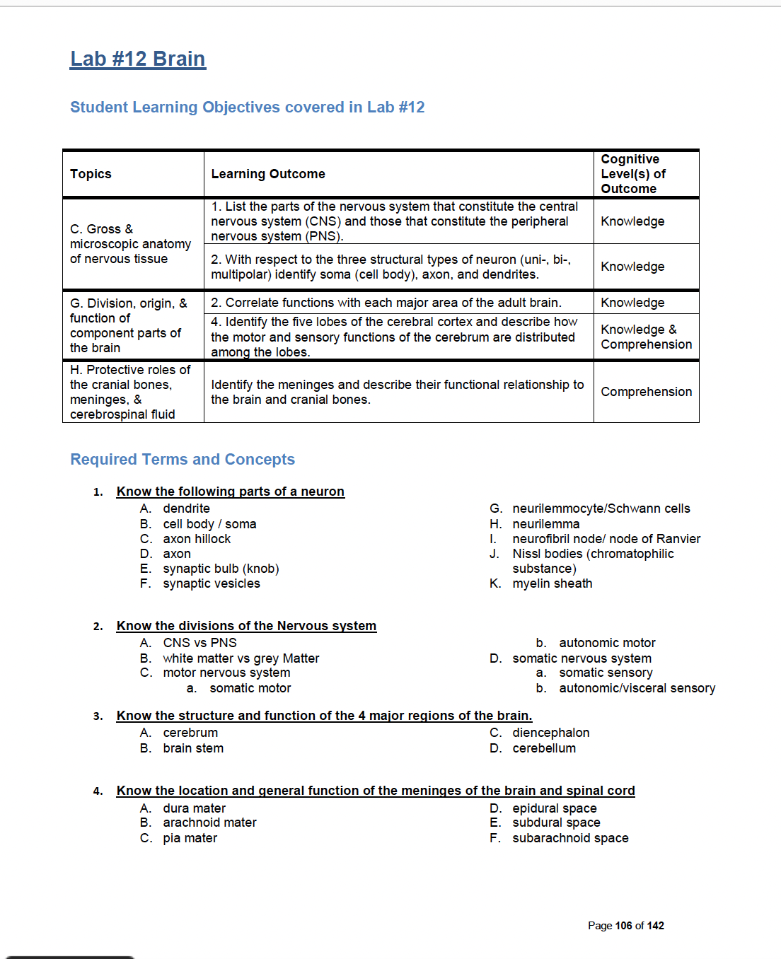 Solved Name: Brain Use the terminology in your lab manual | Chegg.com