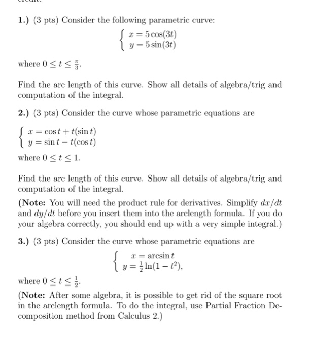 Solved Consider the following parametric curve: {x = 5 cos | Chegg.com