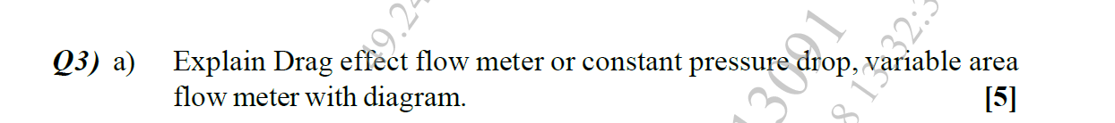 Solved Q3) a) Explain Drag effect flow meter or constant | Chegg.com