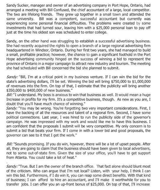 Solved Sandy Sucker, manager and owner of an advertising | Chegg.com