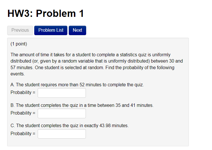 Solved HW3: Problem 1 Previous Problem List Next (1 point) | Chegg.com