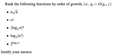 Solved Rank the following functions by order of growth, | Chegg.com