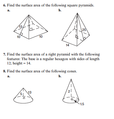 Surface Area Of Pyramids Worksheet