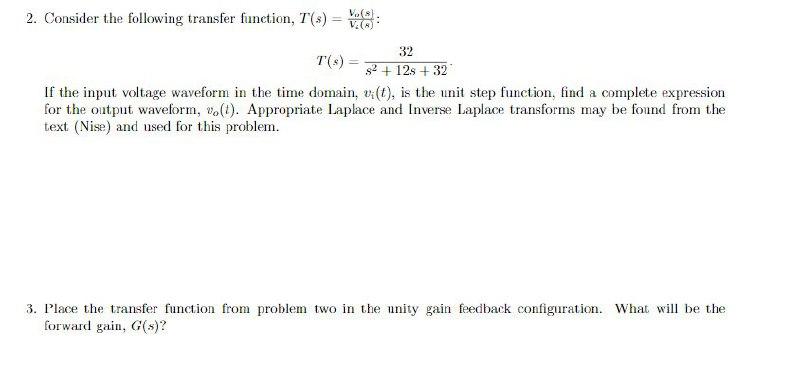 Solved V. (8) VAR 2. Consider the following transfer | Chegg.com