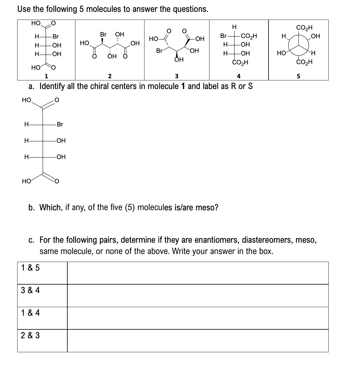 Solved Use the following 5 molecules to answer the | Chegg.com