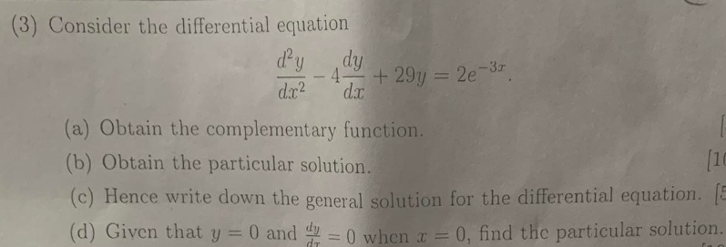 Solved (3) Consider the differential equation d2y/dx2 - | Chegg.com