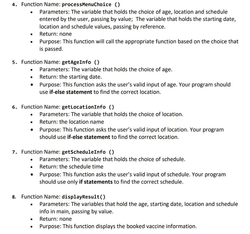 Solved Programming Exercise #2 - Covid Vaccine Appointment | Chegg.com