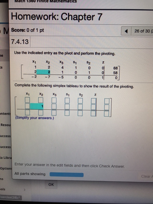 Solved Math 1360 FInite Mathematics Homework: Chapter 7 | Chegg.com
