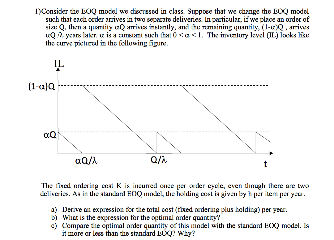 1) Consider the EOQ model we discussed in class. | Chegg.com
