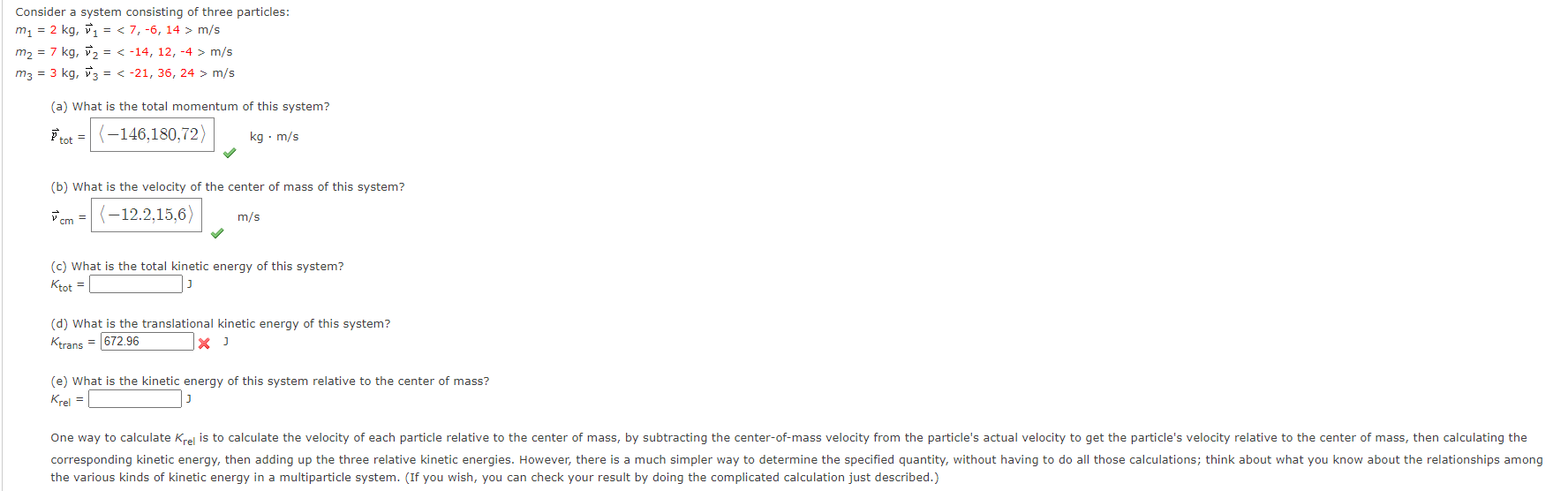 Solved Consider a system consisting of three particles: m1 = | Chegg.com