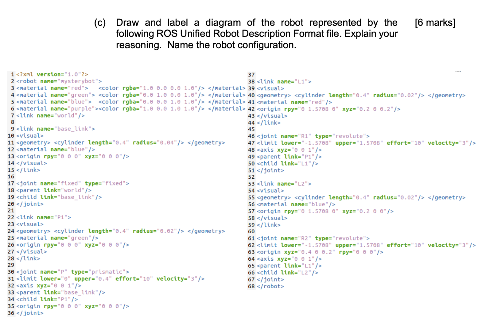 Solved Draw and label a diagram of the robot represented by | Chegg.com
